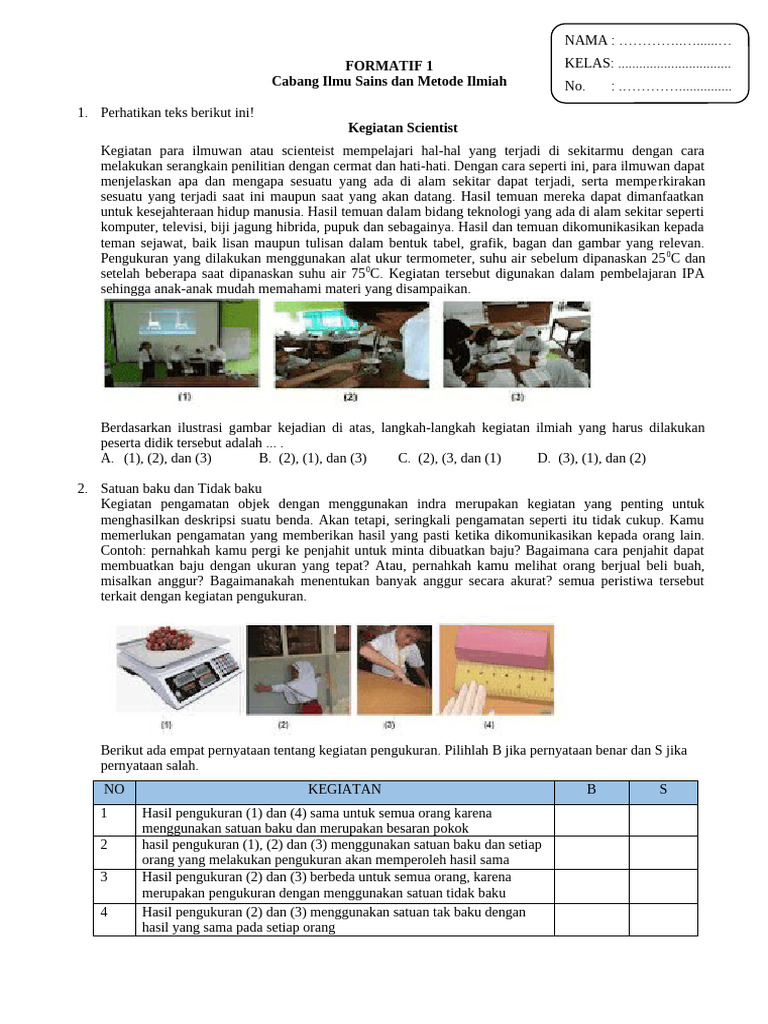 SOAL SUMATIF 7 BAB.1 - Siap Print | PDF