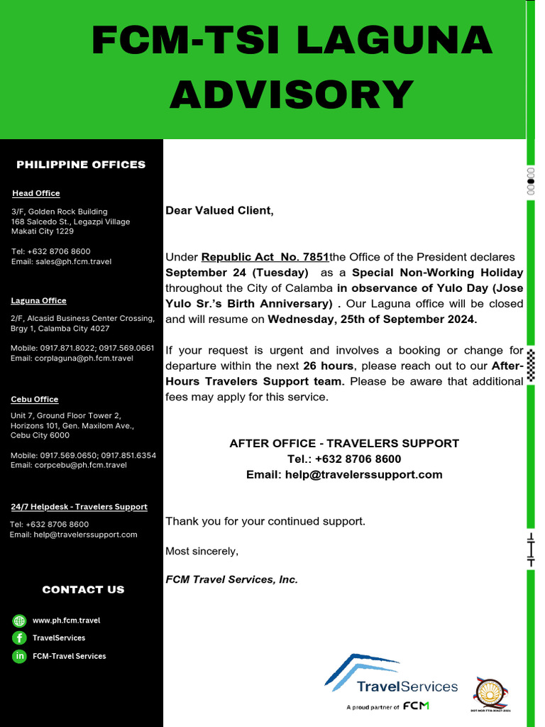 FCM - TSI - Laguna 130th Yulo Day | PDF