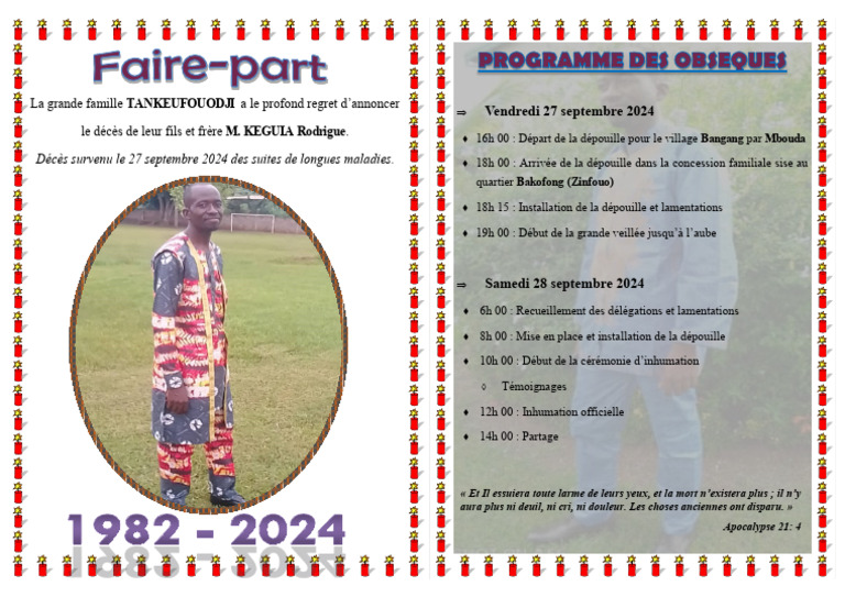 Programme Des Obseques Rodrigue | PDF