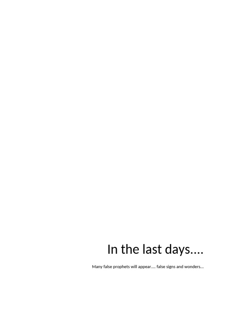 In The Last Days | PDF