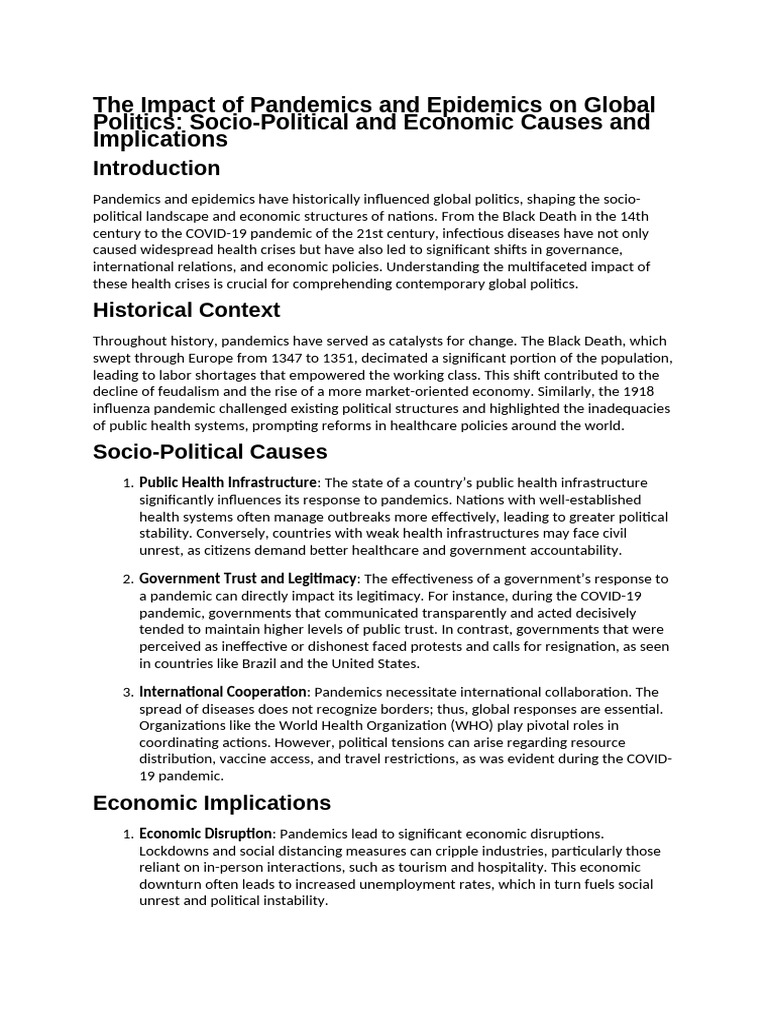 Pandemics and Epidemics | PDF