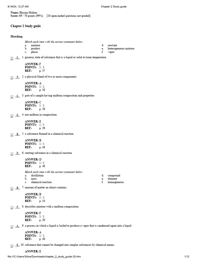 Chapter 2 Study Guide | PDF