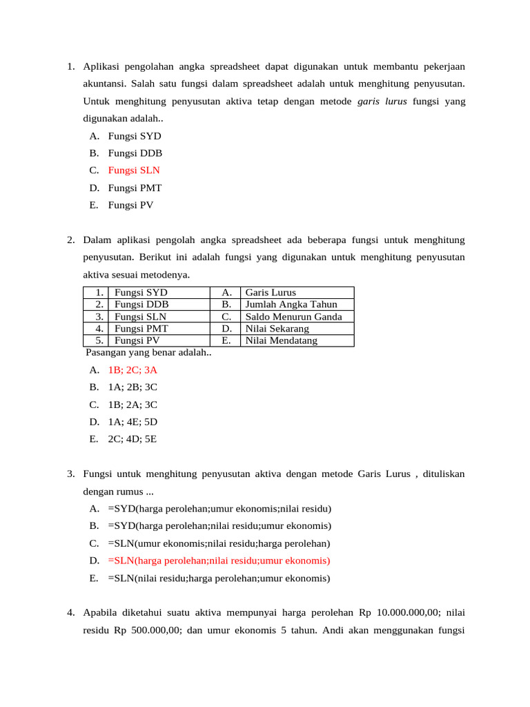 Soal Spreadsheet Klas X Ak | PDF