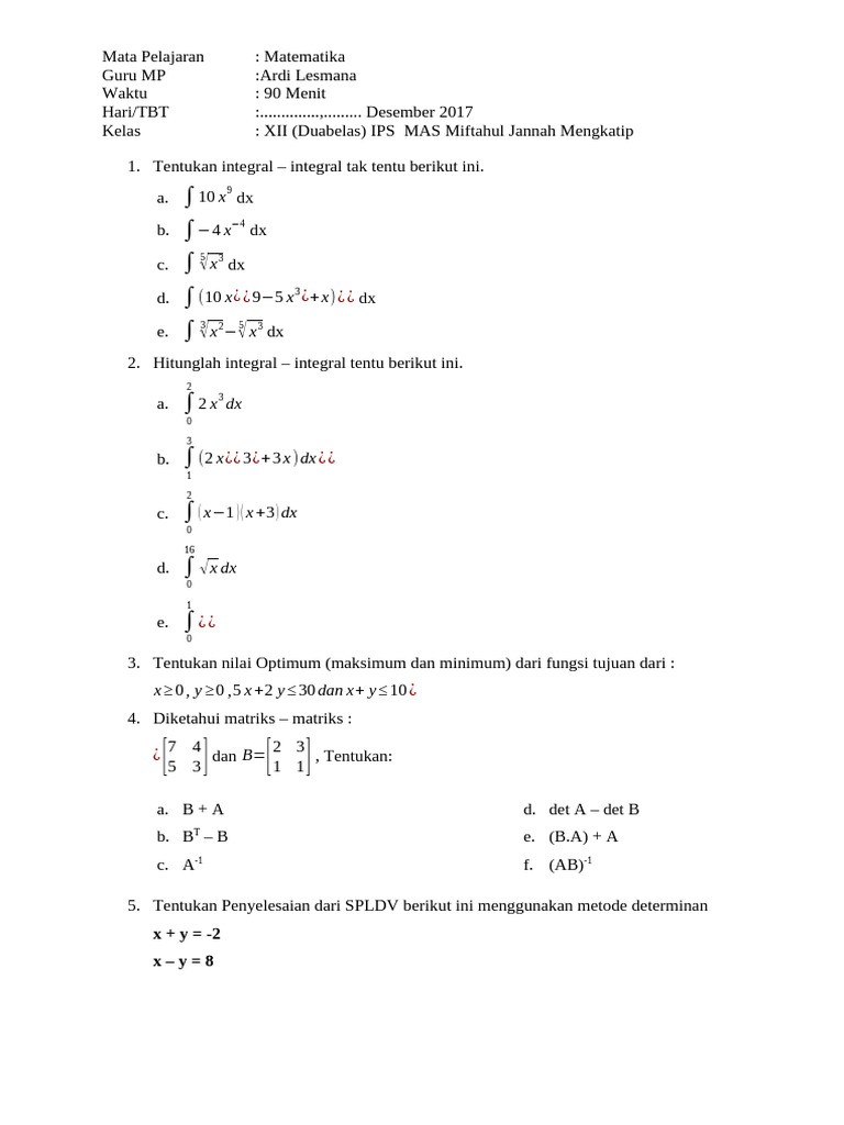 Matematika XII - SI | PDF