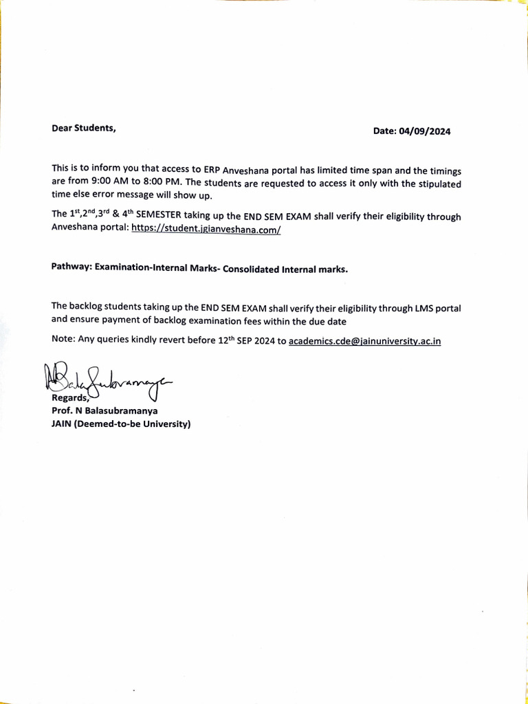 Ia Marks Notification - Cdoe | PDF