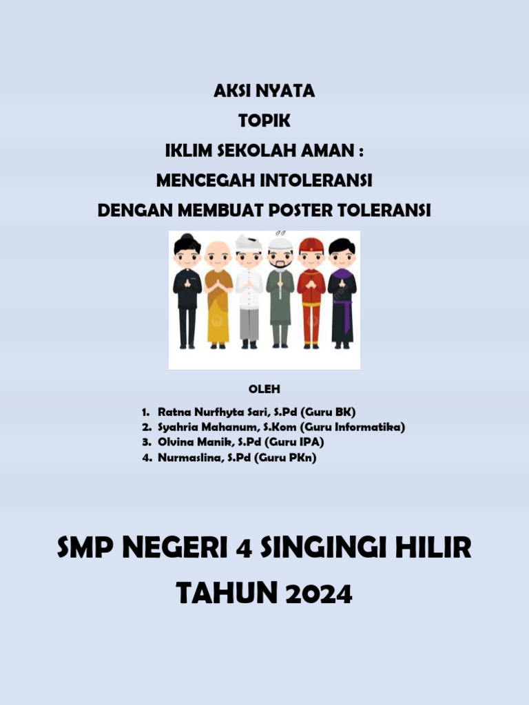 Aksi Nyata Iklim Sekolah Mencegah Intoleransi Membuat Poster | PDF