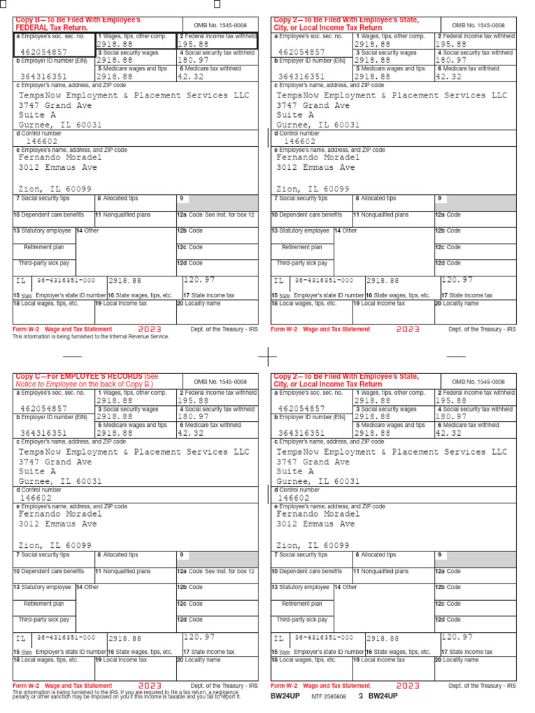 Copy B-To Be Filed With Employee's FEDERAL Tax Return. Copy 2-To Be ...
