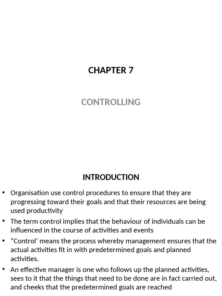 Chapter 7 - Controlling | PDF