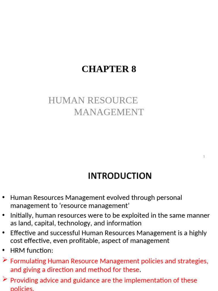 Chapter 8 - Human Resource Management | PDF