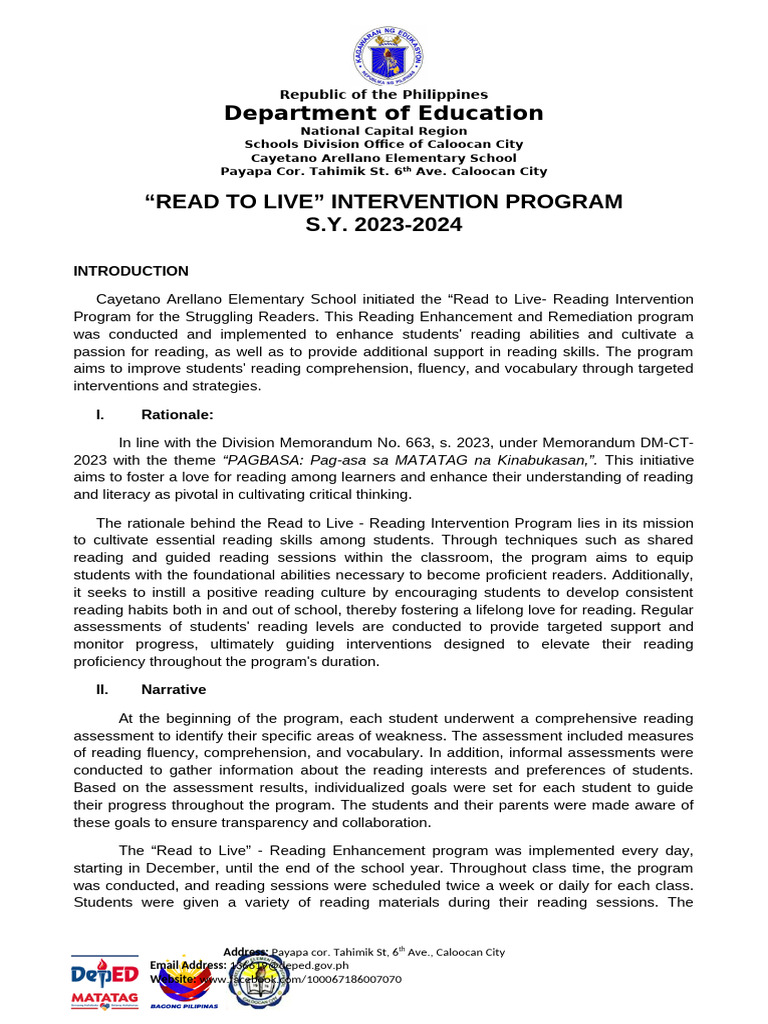 Read To Live Narrative & Documentation | PDF