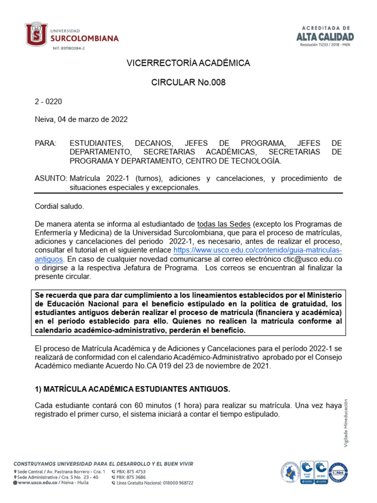 Circular 008 de 2022 | PDF