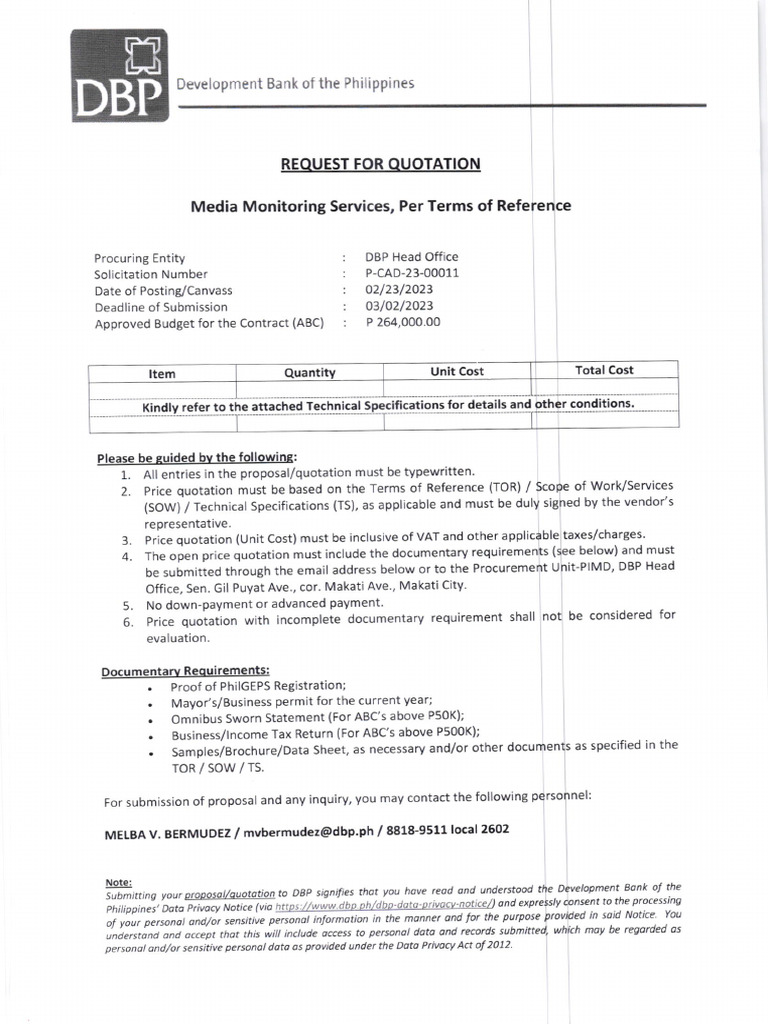 Request For Quotation Media Monitoring Services Per Terms of Reference ...