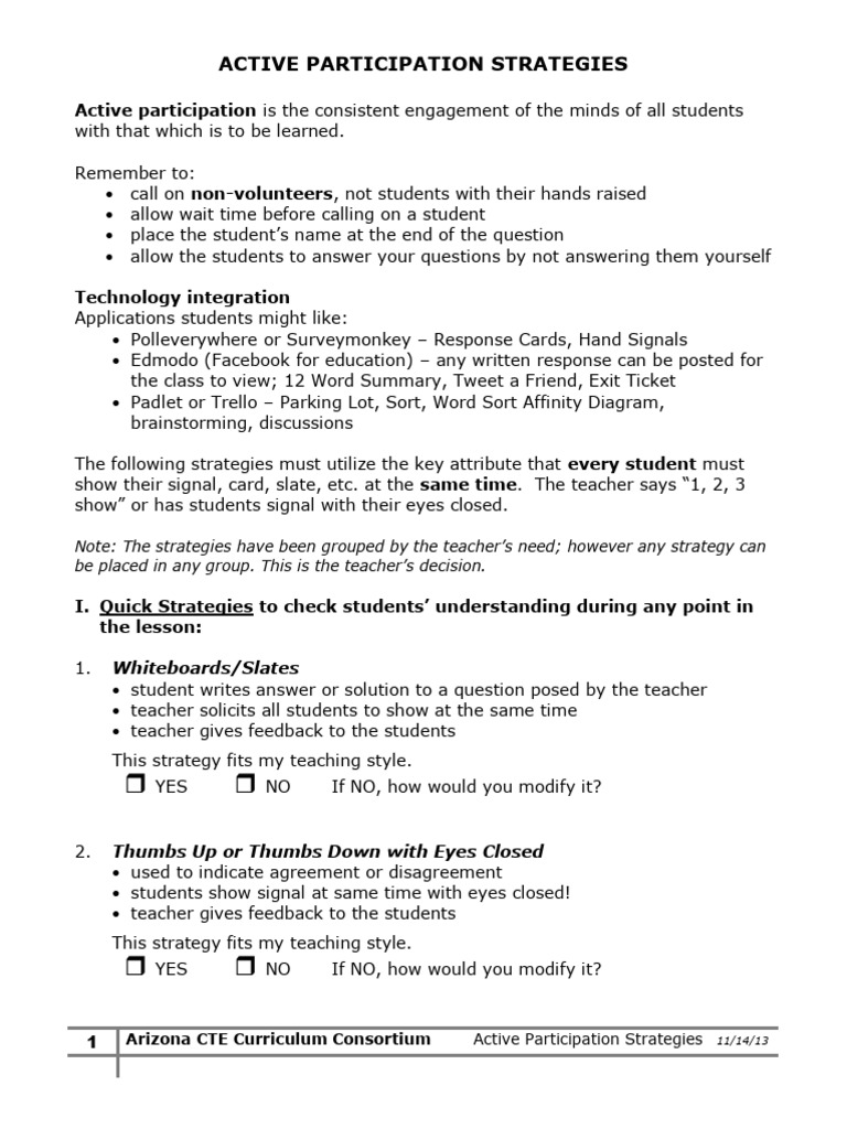 Active Participation Strategies | PDF