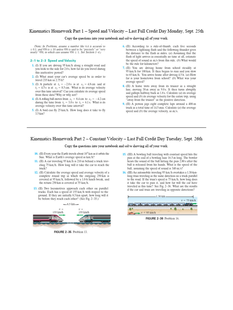 AP Physics - Kinematics HW Packet | PDF | Speed | Classical Mechanics