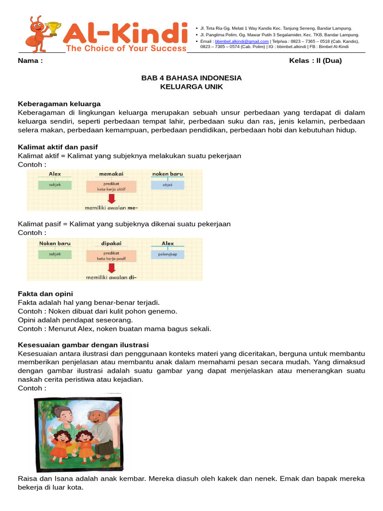 Kelas 2 Handout Bab 4 Bindo | PDF