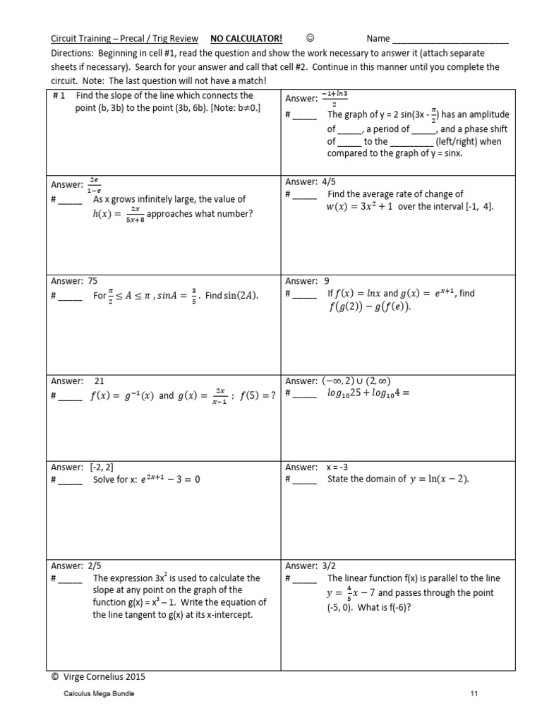 APC+1CT+Precal Trig+Review | PDF