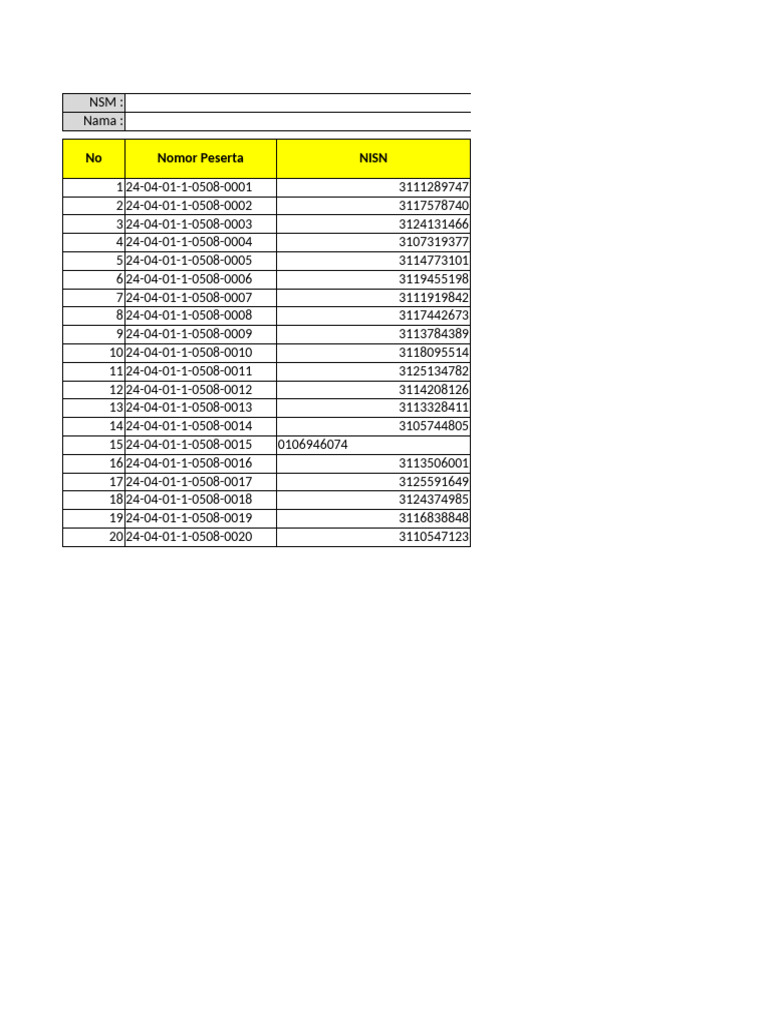 Template Data Siswa | PDF