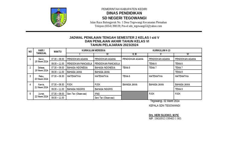 Jadwal PTS-2 - 2024 | PDF