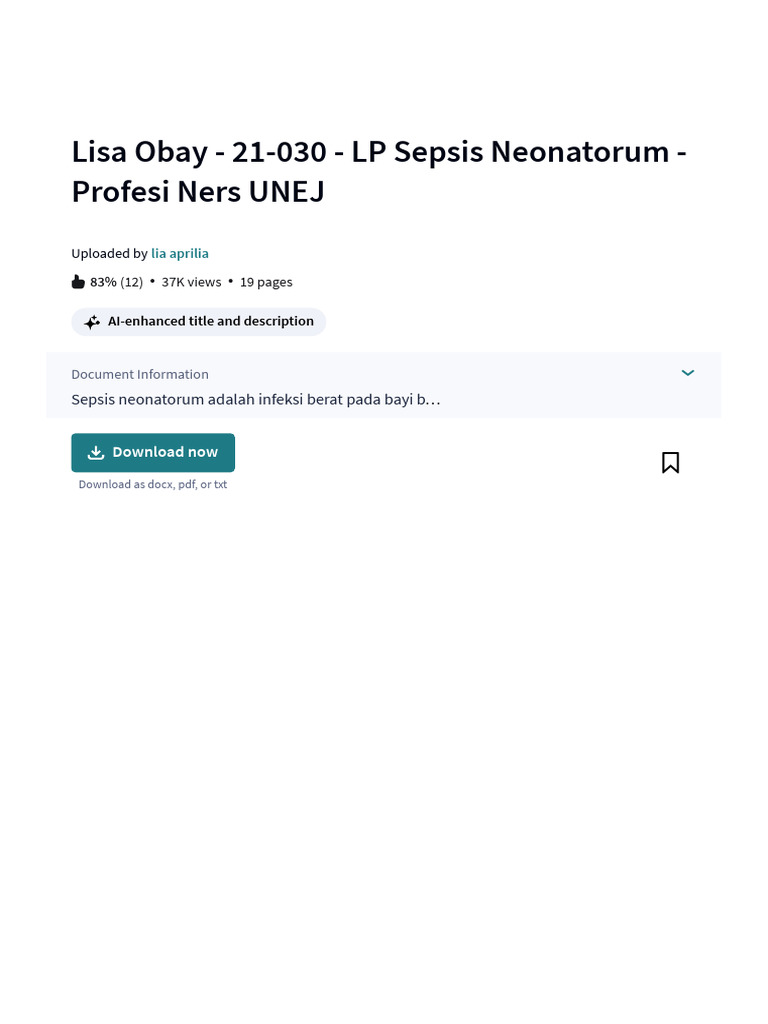 Lisa Obay - 21-030 - LP Sepsis Neonatorum - Profesi Ners UNEJ - PDF | PDF