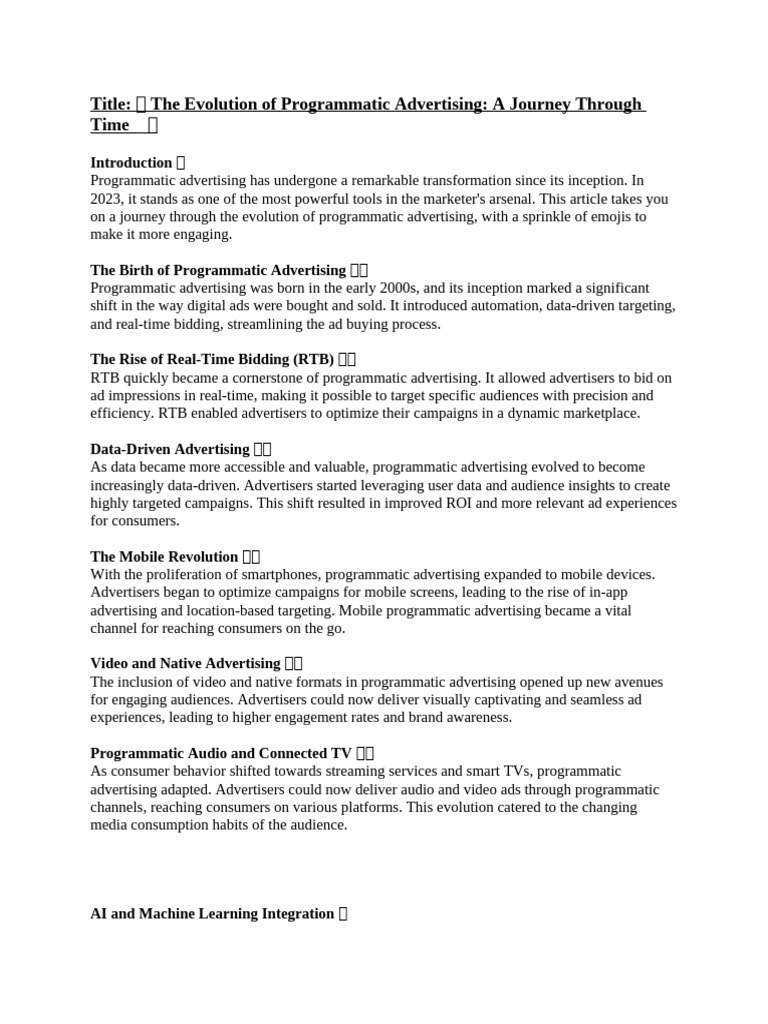 The Evolution of Programmatic Advertising - A Journey Through Time | PDF