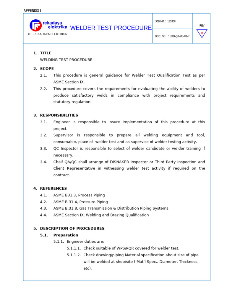 Appendix IV (Welder Test Procedure) | PDF