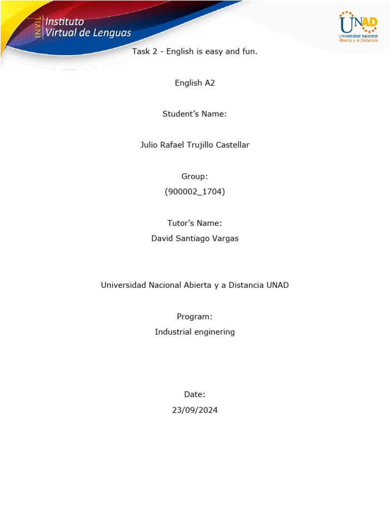 Unit 1 - Task 2 - English Is Easy and Fun - Writing Task - Evaluation Rubric and Activity ...