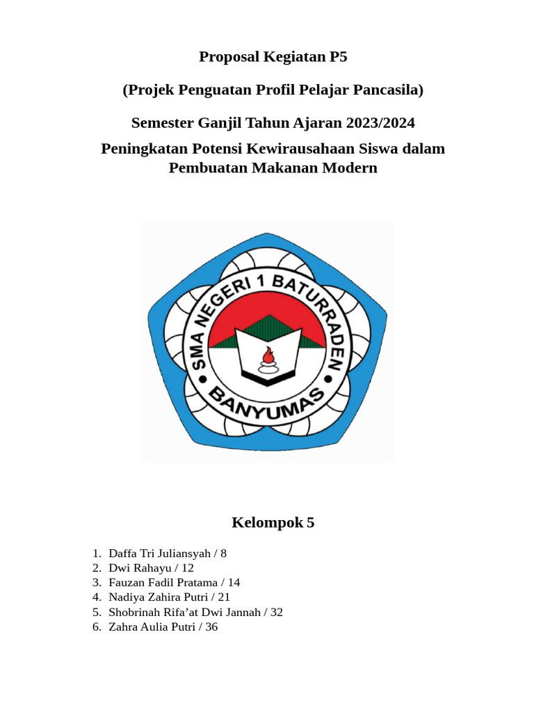 Proposal Kegiatan P5 Kelompok 5 | PDF