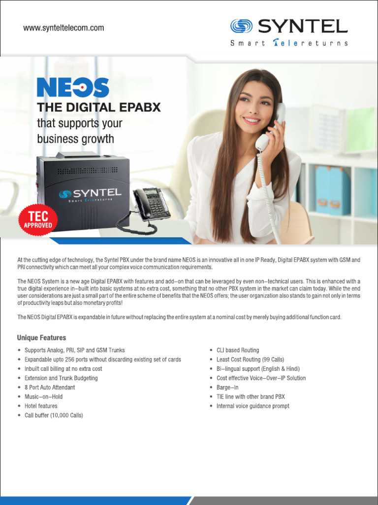 Syntel Neos Digital EPABX System-1 | PDF