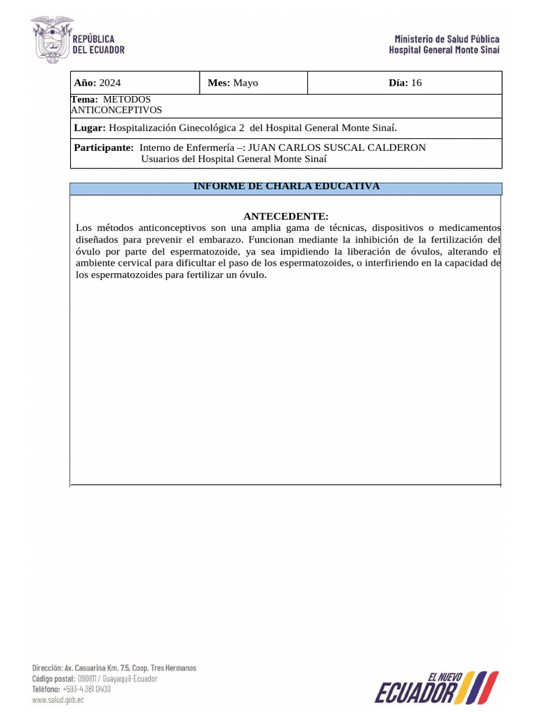 Informe de Charla Modelo | PDF