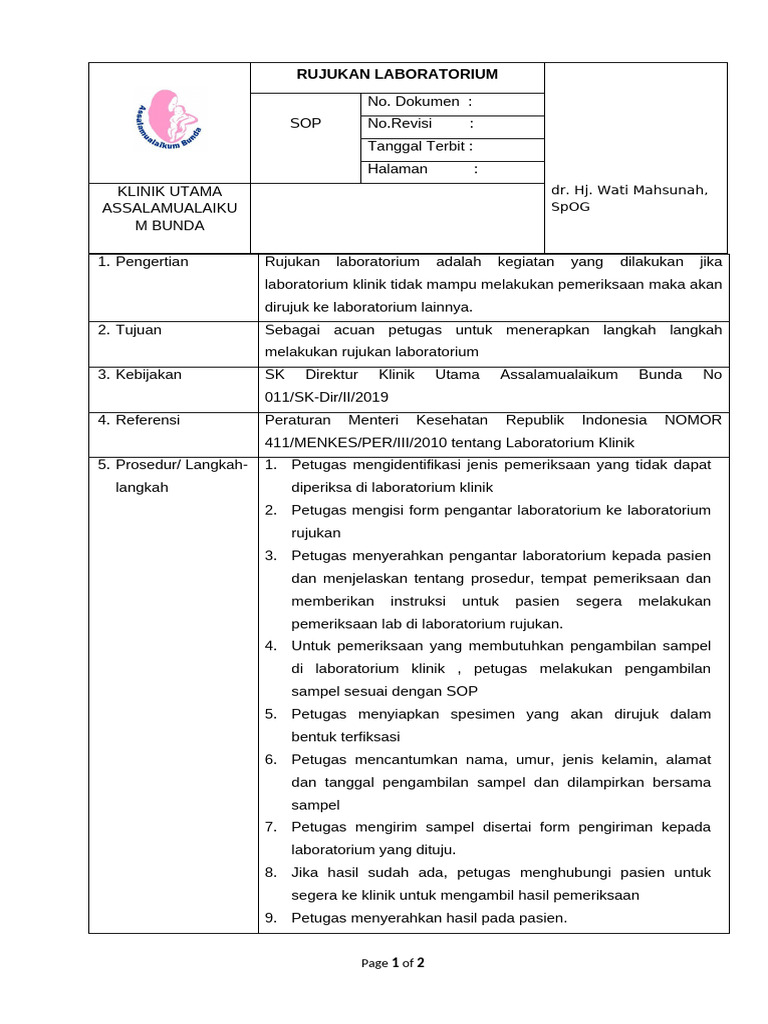 3.13.6 SOP RUJUKAN Laborat | PDF