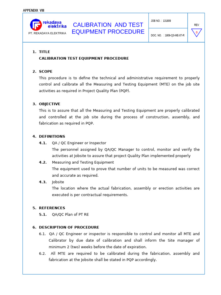 APPENDIX VIII (Calibration) | PDF