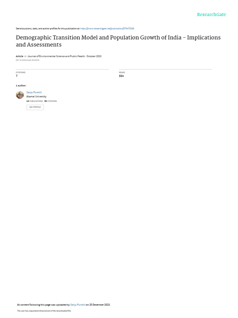 Demographic Transition Model | PDF
