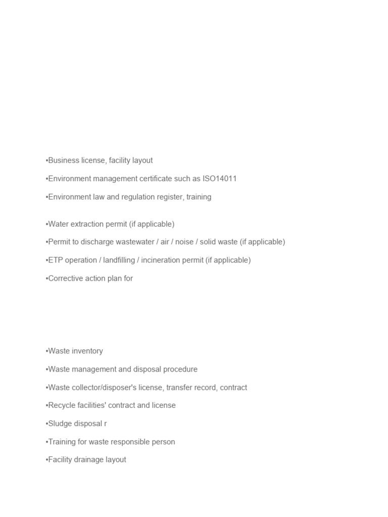 Higg Index Audit Checklist | PDF