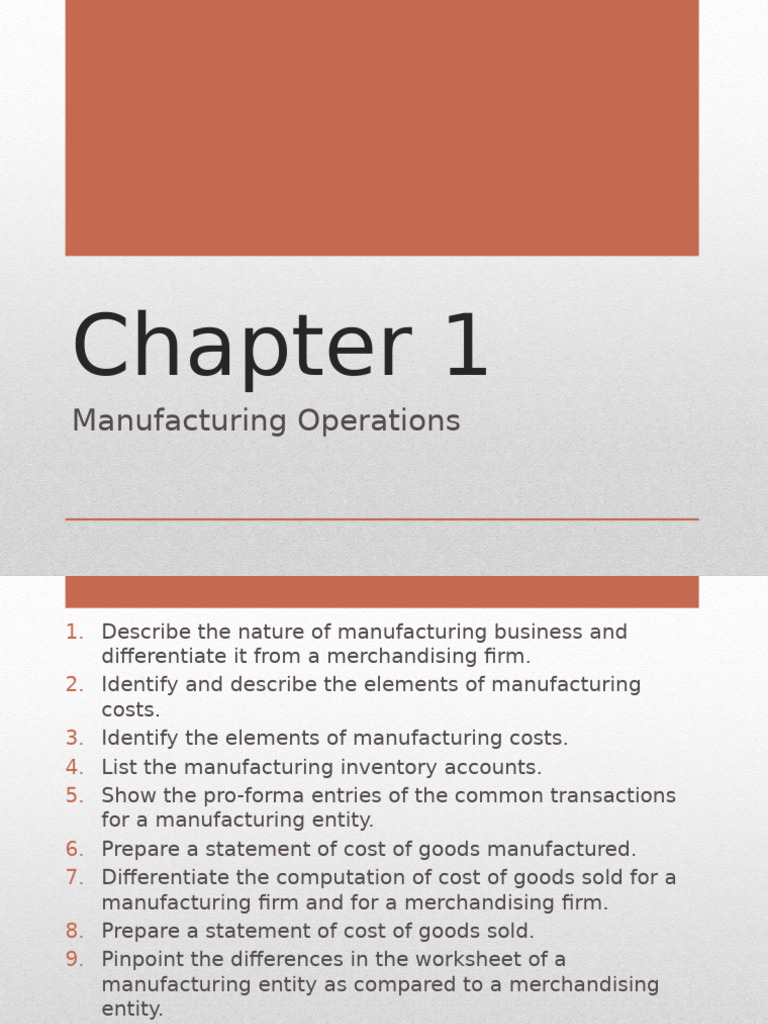 Manufacturing Operations 1 | PDF