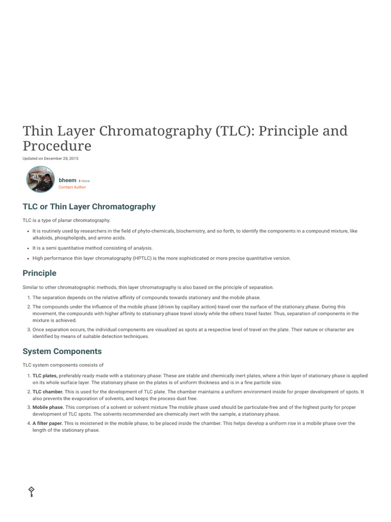 Thin Layer Chromatography (TLC) | PDF