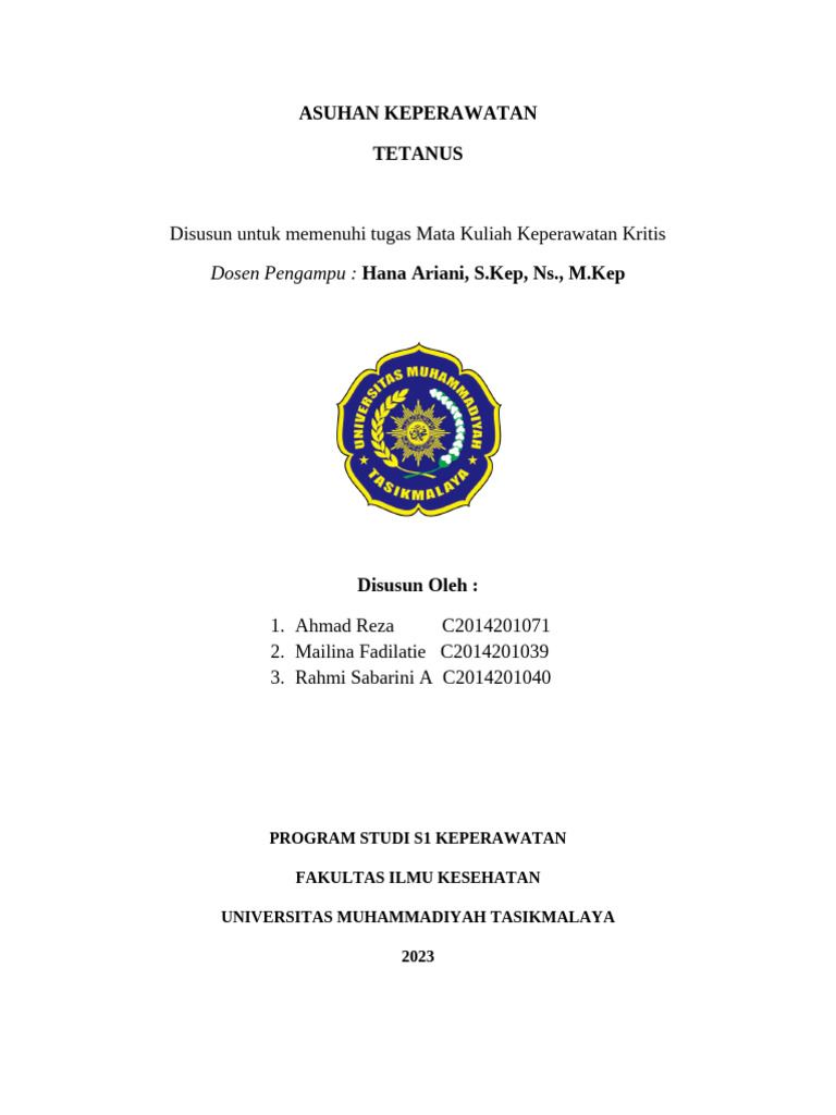 Askep Tetanus - Kel 1 | PDF