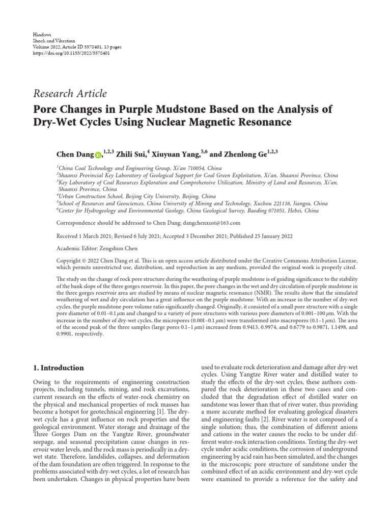 Pore Changes in Purple Mudstone Based On The Analy | PDF