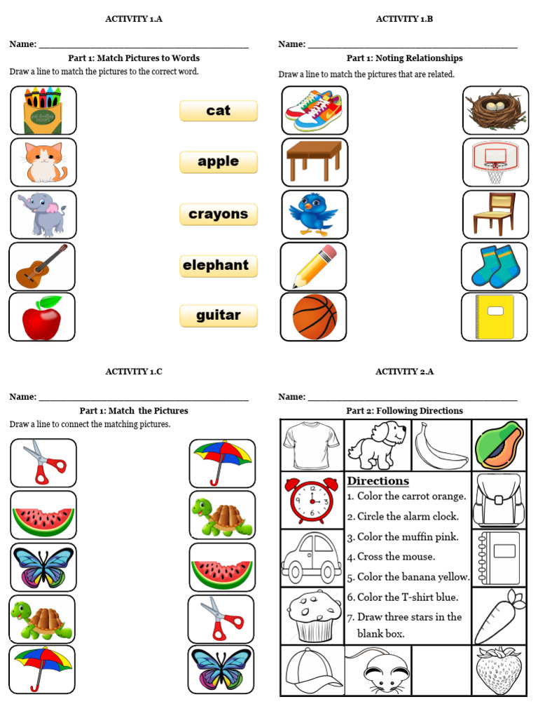 Cat Apple: Draw A Line To Match The Pictures That Are Related. Draw A ...
