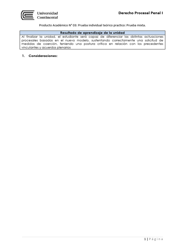 Pa3 - Tarea Individual - 2022 20 Derecho Procesal Penal I. | PDF