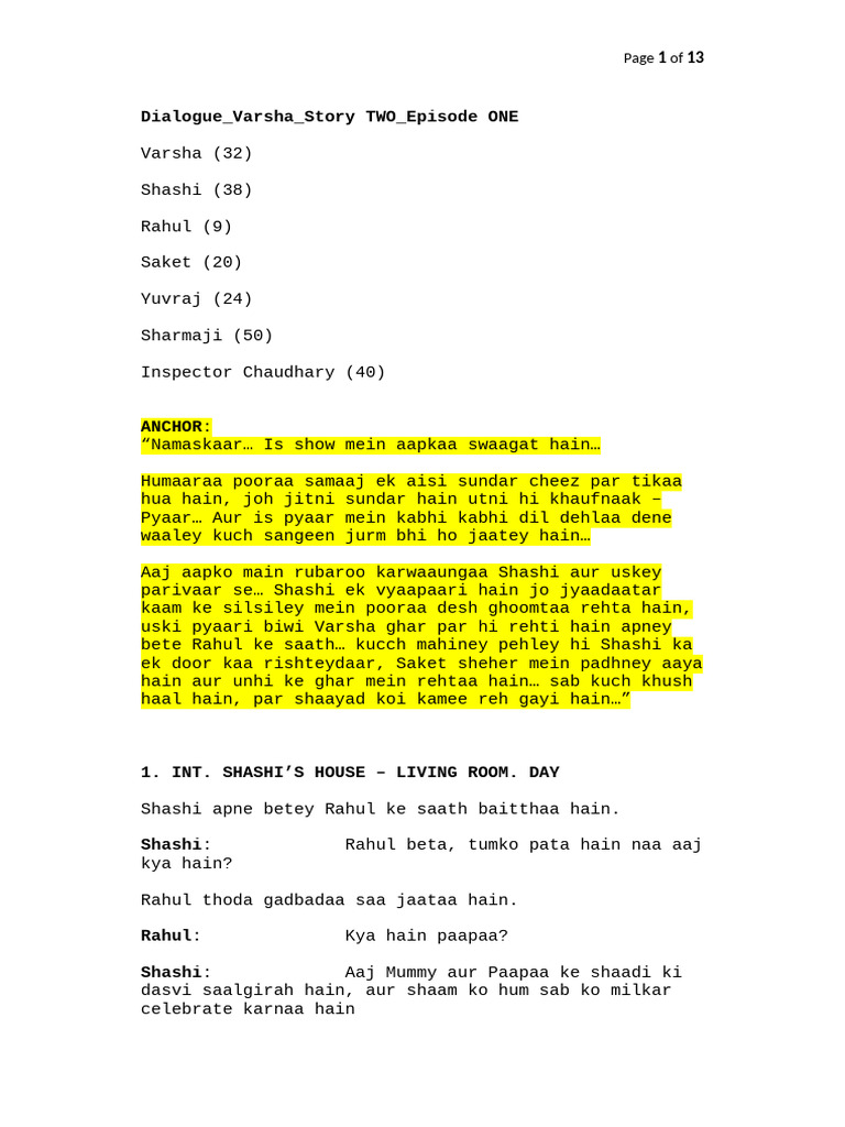 Episode ONE - Story TWO - Varsha | PDF