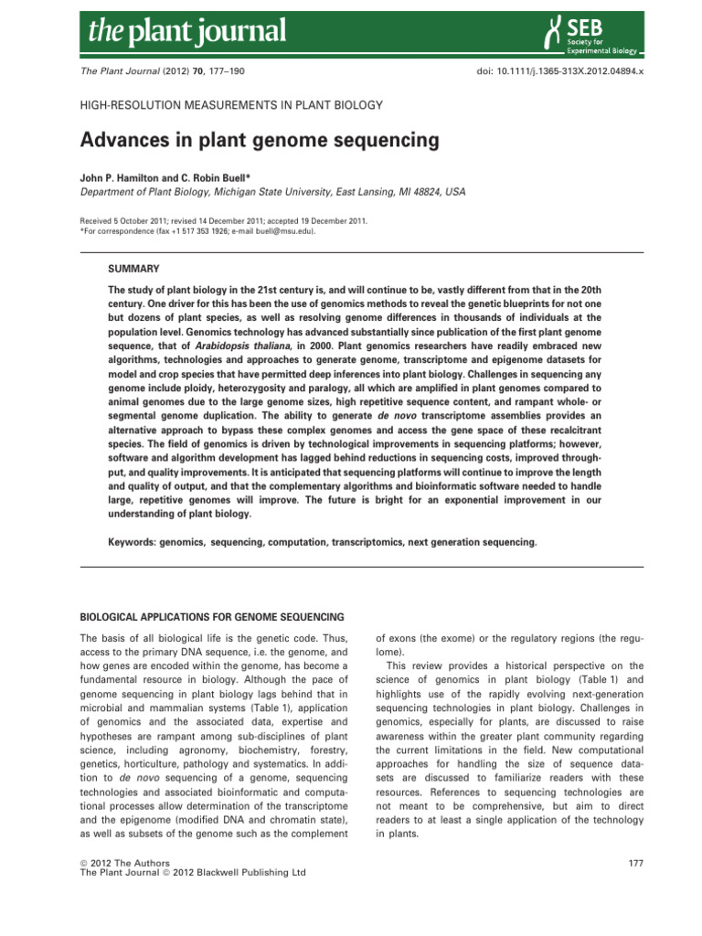 Advances in Plant Genome Sequencing | PDF