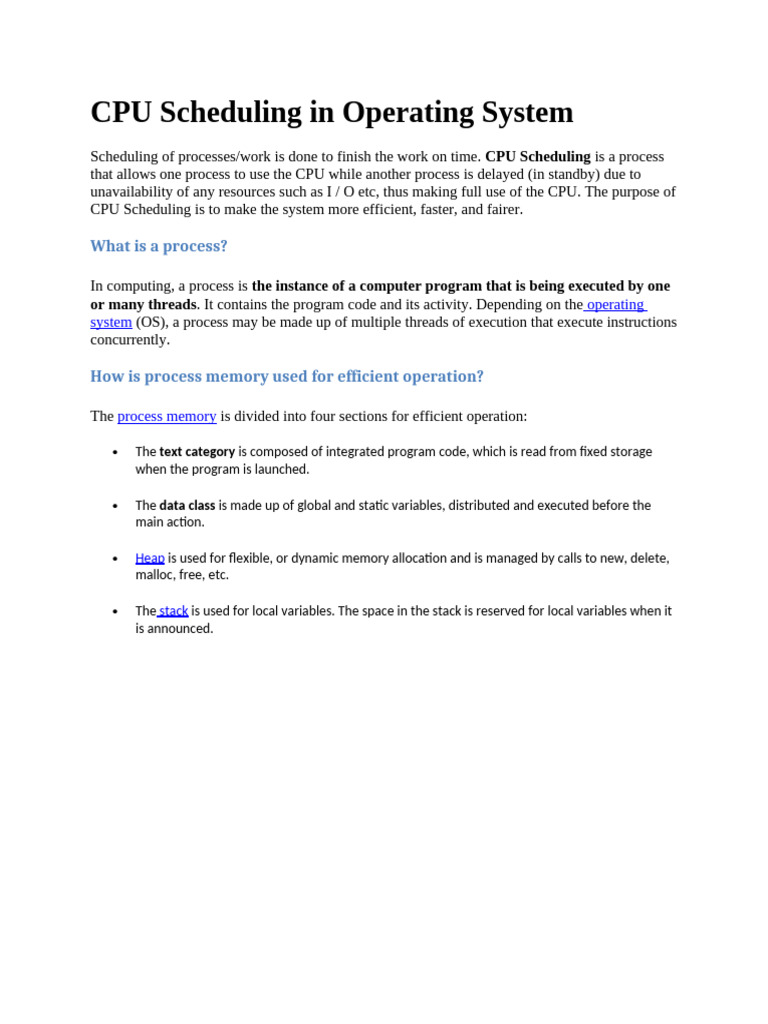 CPU Scheduling in Operating System | PDF | Scheduling (Computing) | Process (Computing)