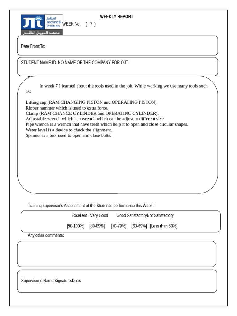 Weekly Report Week 7 | PDF | Business | Technology & Engineering