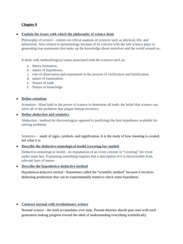 Philosophy: Chapter 8 Notes | PDF