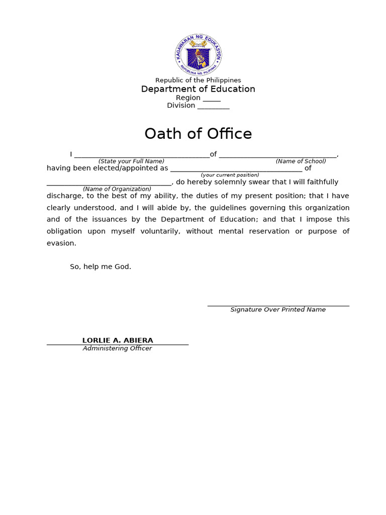 Oath Form | PDF