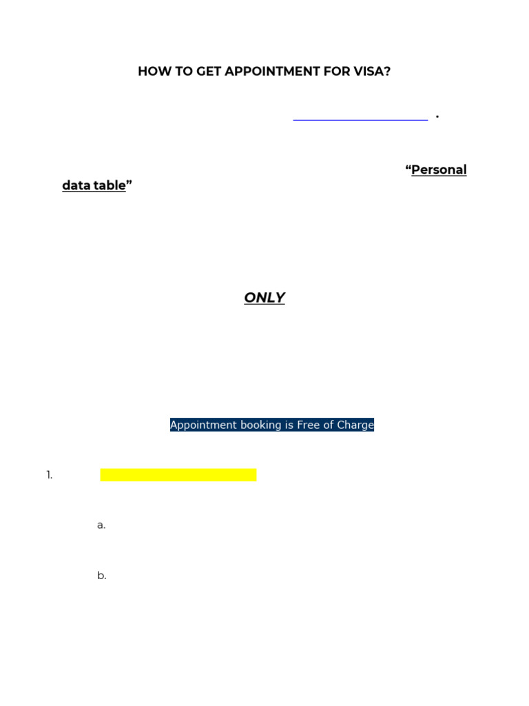 Requirements For Visa Interview Appointments 2024 | PDF