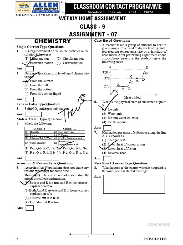 Week-07 Class-9 Home Assign 24-25 Chemistry 2 | PDF