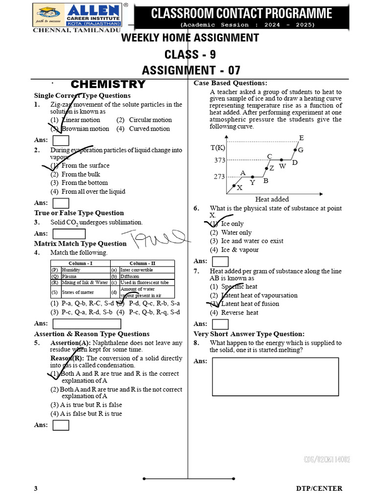 Week-07 Class-9 Home Assign 24-25 Chemistry | PDF