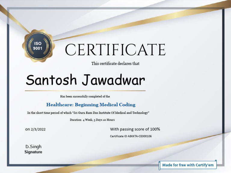 Healthcare - Beginning Medical Coding Certificate | PDF