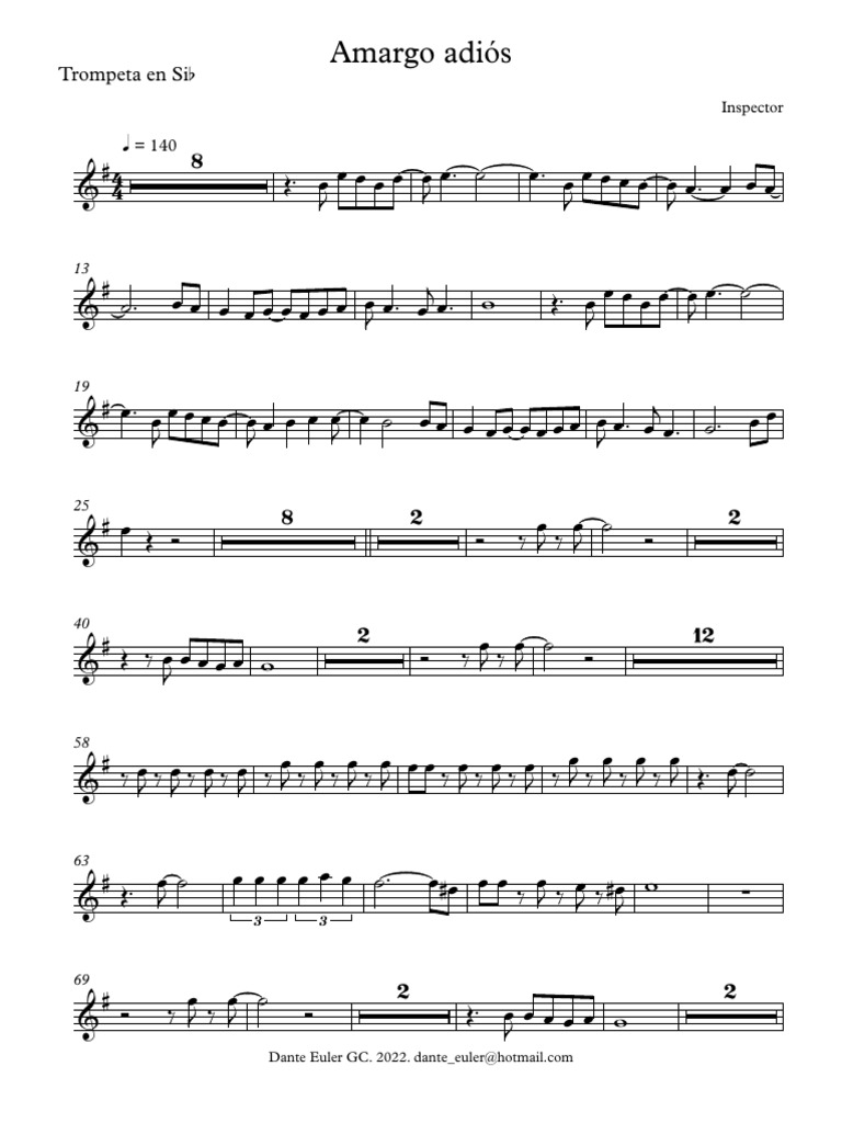 Amargo Adiós - Trompeta en Sib - 093856 | PDF